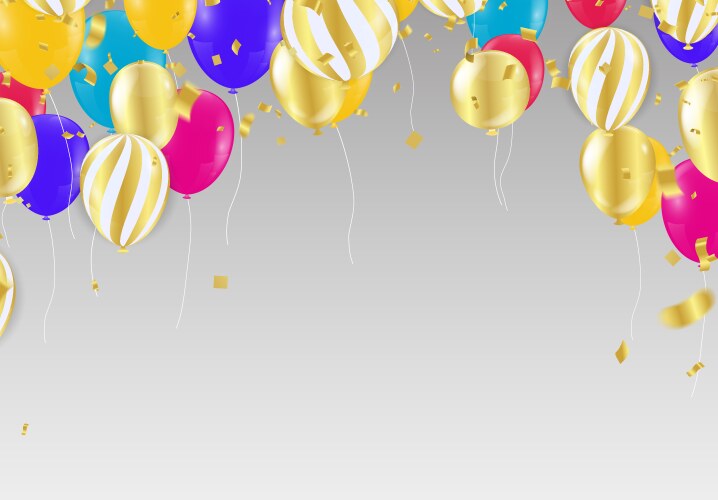 Gold balloons and celebration background template Vector Image