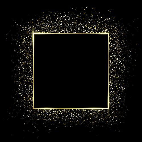 Gold round frame and glitter glowing particles Vector Image