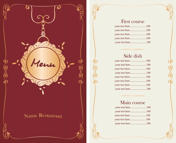 Royal king menu Royalty Free Vector Image - VectorStock