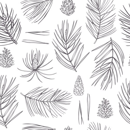 Pine branches seamless pattern Royalty Free Vector Image