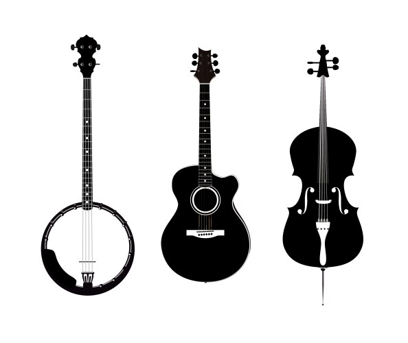 Electric and bass guitar headstock silhouettes Vector Image