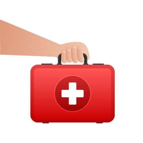 Cartoon icon with red first aid on white Vector Image