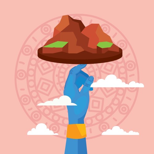 Hindu god krishna with hand up Royalty Free Vector Image