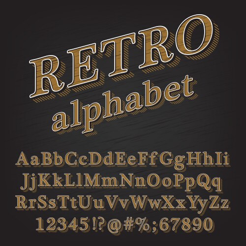 Retro alphabet Royalty Free Vector Image - VectorStock Retro alphabet Royalty Free Vector Image - VectorStock