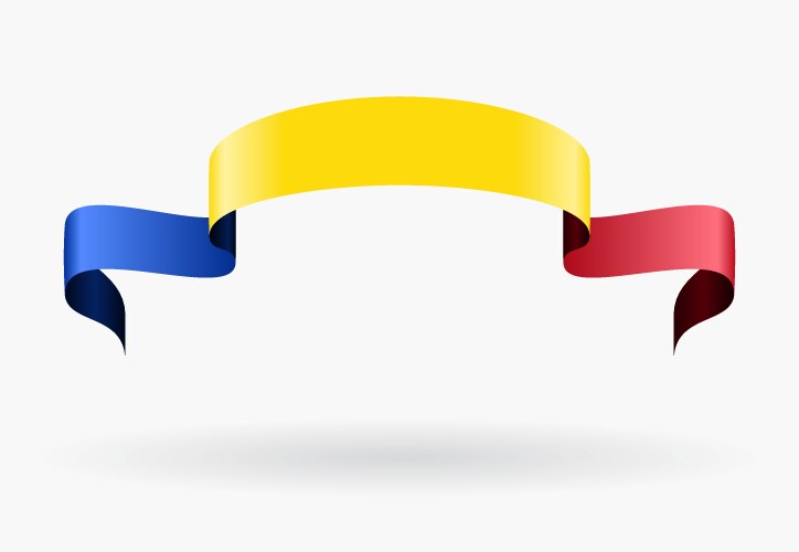 Romanian flag wavy ribbon background Royalty Free Vector