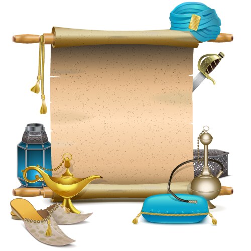 Scroll with indian accessories Royalty Free Vector Image