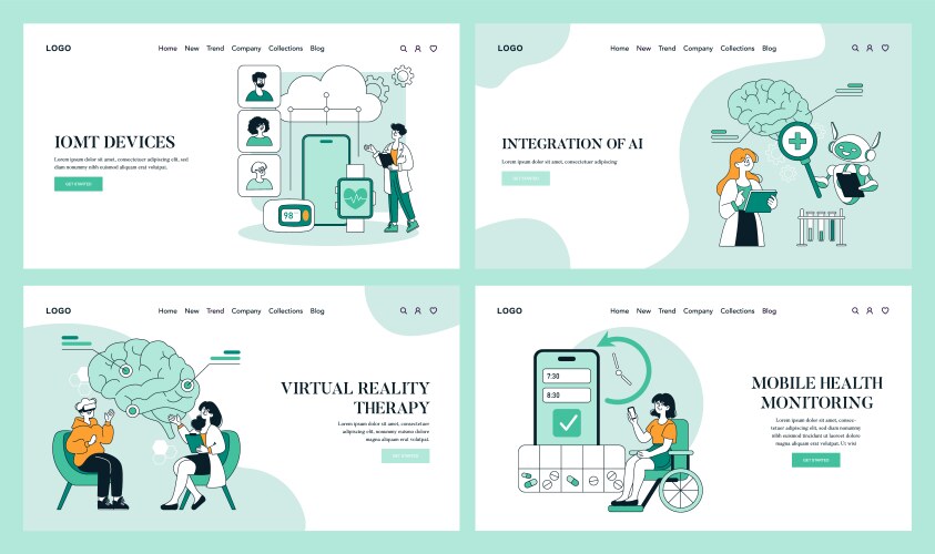 Ai in psychology flat Royalty Free Vector Image