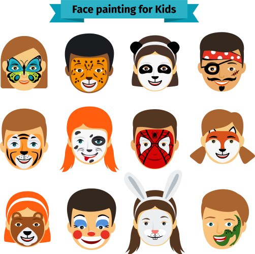 Kids face painting animator drawing and playing Vector Image