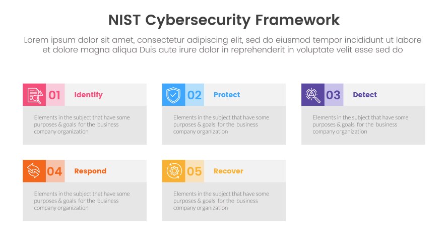 Nist cybersecurity framework infographic 5 point Vector Image
