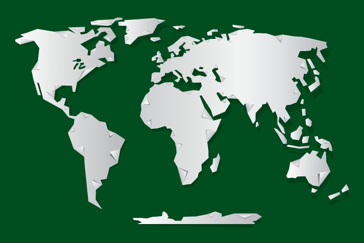 Paper hand drawn green world map Royalty Free Vector Image