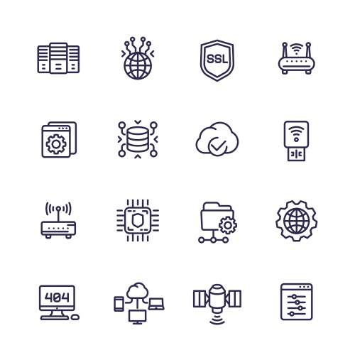 Internet icon set line network symbol coll Vector Image