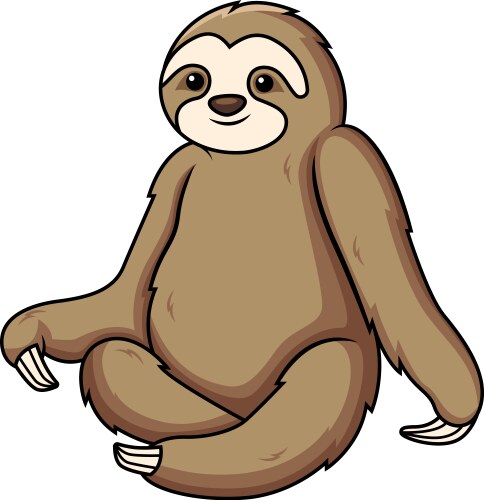 Cute sloth running cartoon clip art Royalty Free Vector