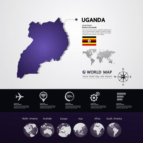 National map of uganda Royalty Free Vector Image