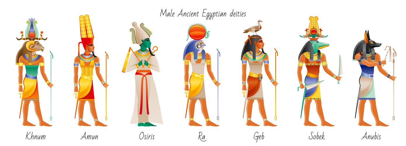 Ancient Egyptian Gods & Symbols Royalty Free Vector