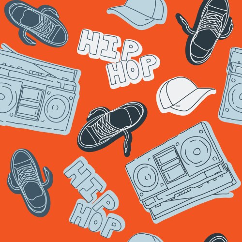 Hip-hop seamless pattern with music equipment Vector Image