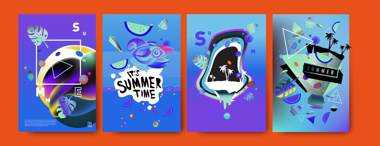Colorful summer poster set tropical design Vector Image
