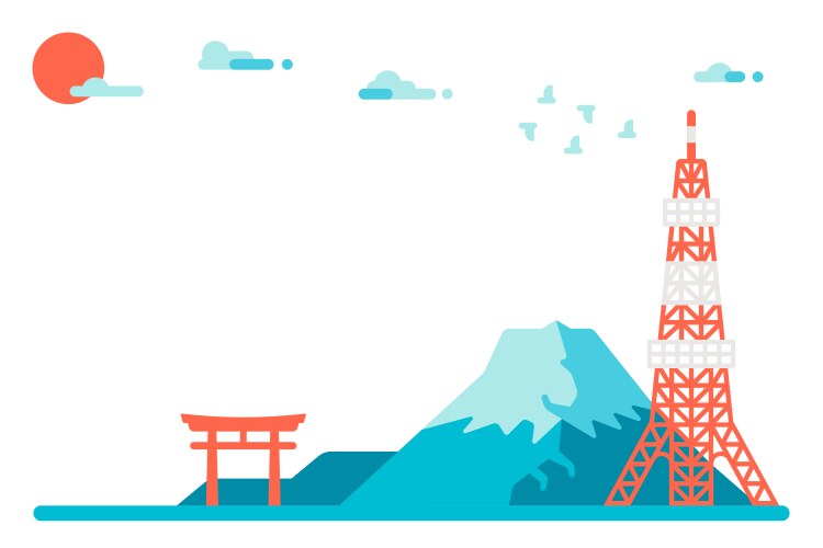 Flat design landscape of japan Royalty Free Vector Image