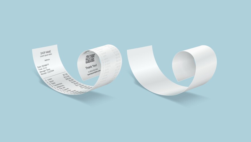 Rolled paper checks realistic set Royalty Free Vector Image