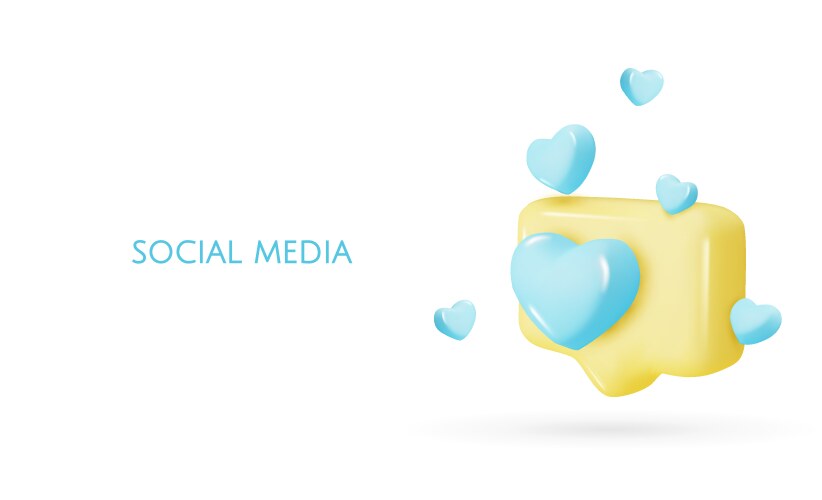 3d icon message dialog button with heart Vector Image
