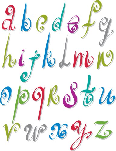 Calligraphic script font alphabet letters Vector Image