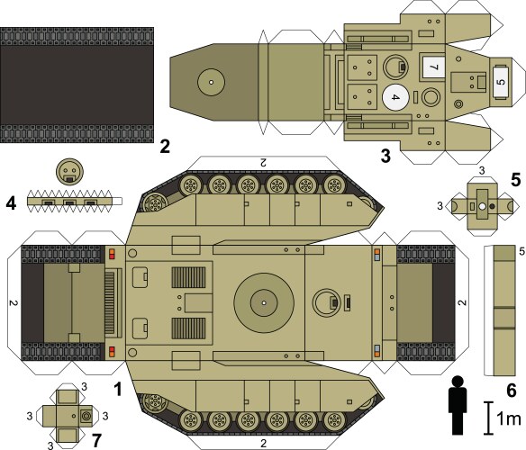 Paper model a vintage diesel train Royalty Free Vector Image