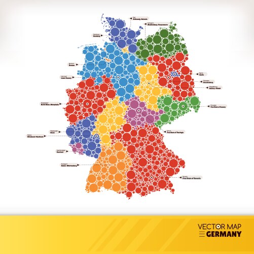 Map germany with names Royalty Free Vector Image