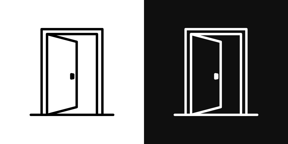 Open door icon set house entrance and exit double Vector Image