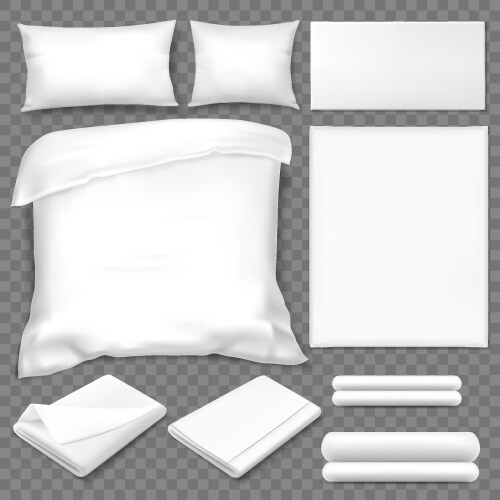 Single and double beds with white sheet linen Vector Image