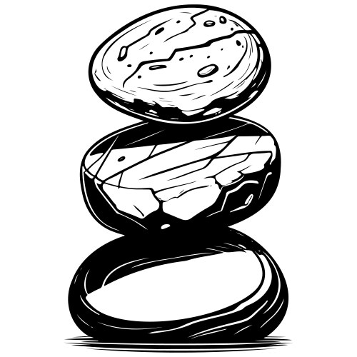 Stone engraving drawing of black silhouette Vector Image