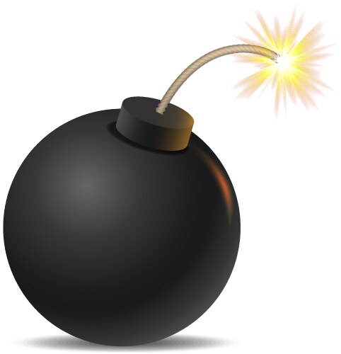 Round black bomb cartoon Royalty Free Vector Image
