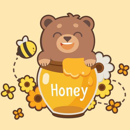Cute bear holding bee hive Royalty Free Vector Image