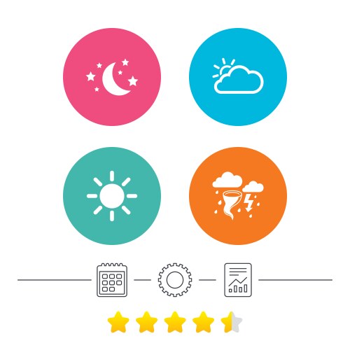 Cloud and sun icon storm symbol moon stars Vector Image