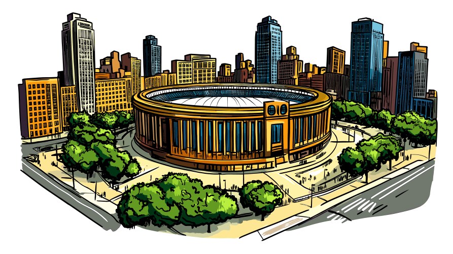 Comic hand-drawn of madison square garden Vector Image