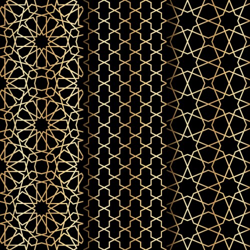 Gold islamic pattern on black background Vector Image