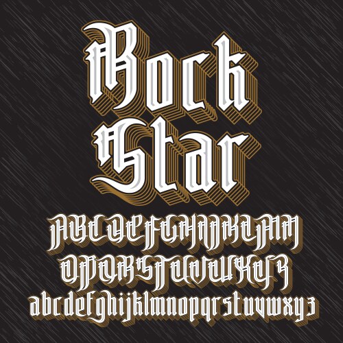 Blackletter modern gothic font Royalty Free Vector Image