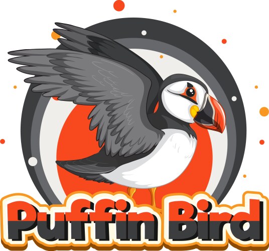 Puffin bird logo with carton character Royalty Free Vector