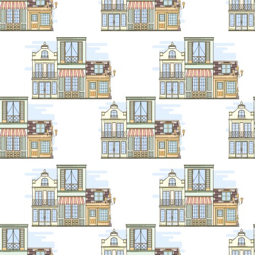 Seamless pattern with houses and buildings Vector Image