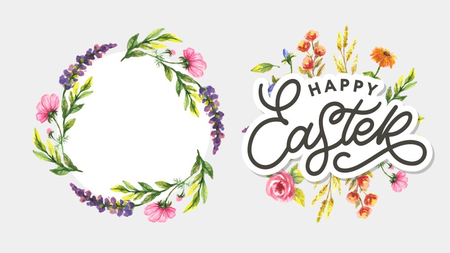 Happy easter watercolor hand painted wreaht Vector Image