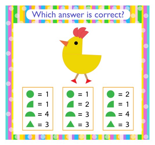 Math activity for kids find the correct answer Vector Image