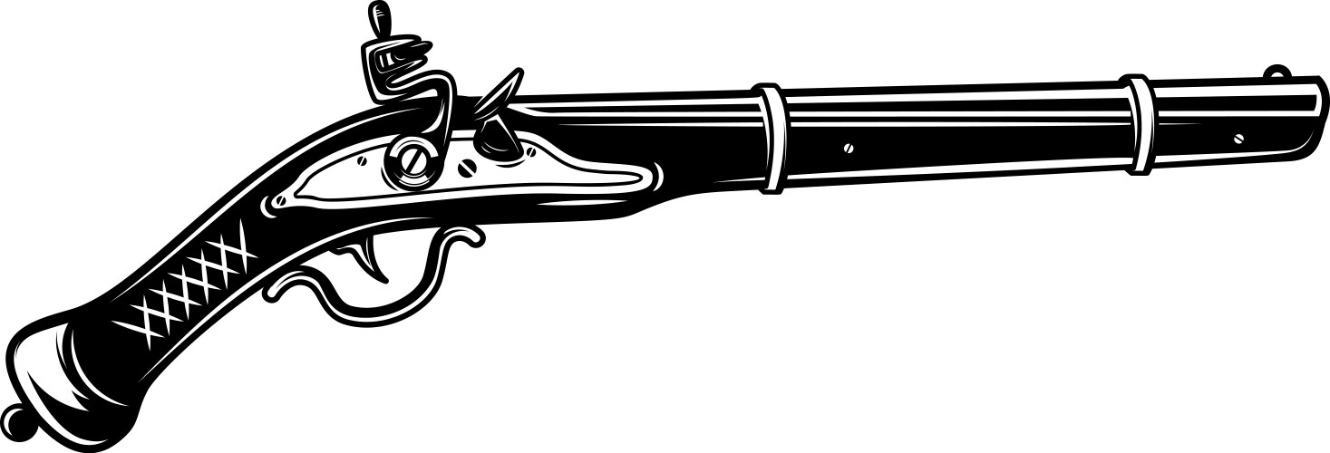 Old musket gun isolated on white background Vector Image