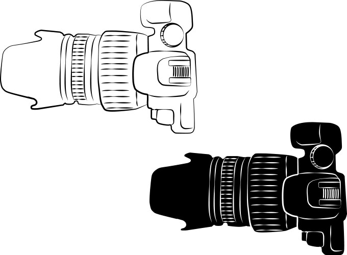 Digital camera drawing isolated hand drawn object Vector Image