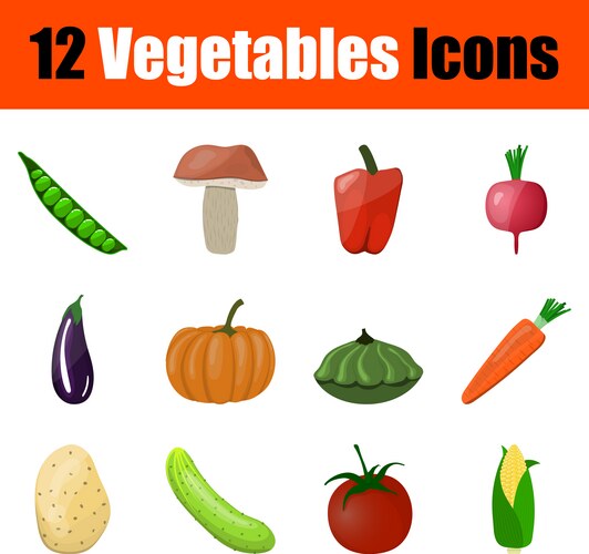 Vegetables set of colored icons green vegetable Vector Image