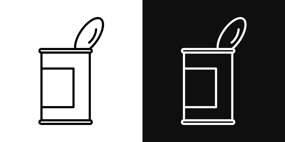 Tin can icon set metal open and soup jar symbol Vector Image