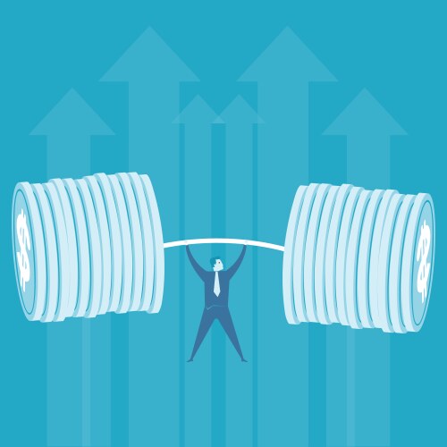 Business lifting money weight Royalty Free Vector Image