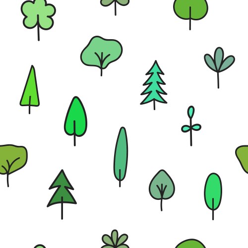 Forest garden tree nature simple seamless pattern Vector Image