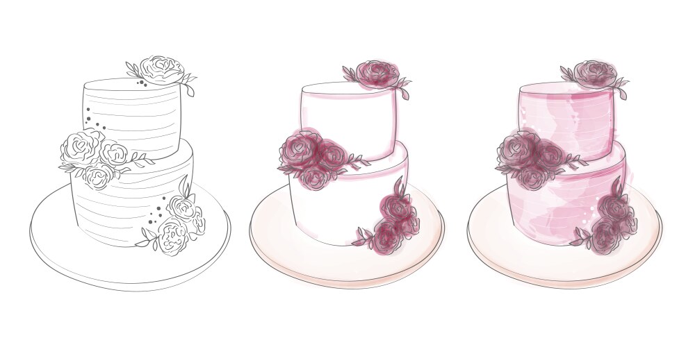 Three varieties of cakes Royalty Free Vector Image