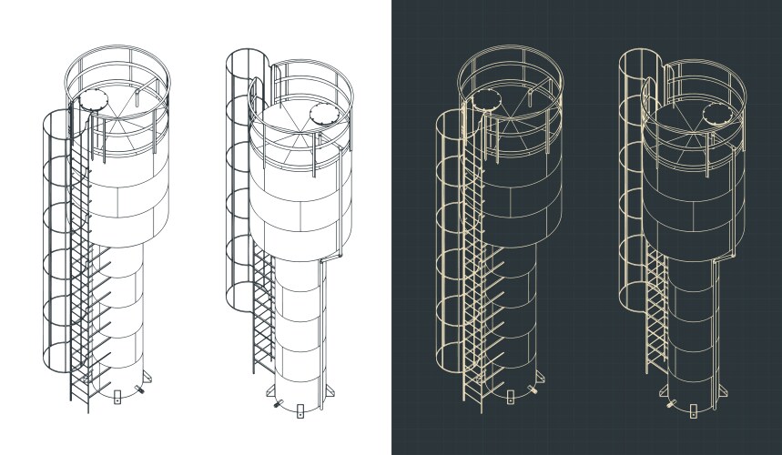Water tank blueprints Royalty Free Vector Image