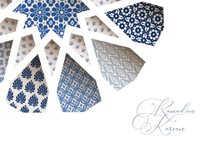 Blue ornamental arabic tiles patterns through Vector Image