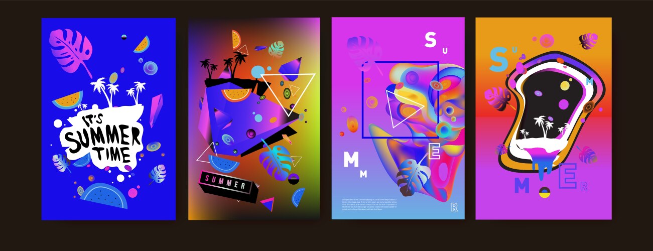 Colorful summer poster set tropical design Vector Image