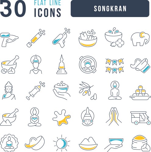 Line icons songkran Royalty Free Vector Image - VectorStock
